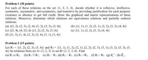 solved problem 1 30 points for each of these relations on