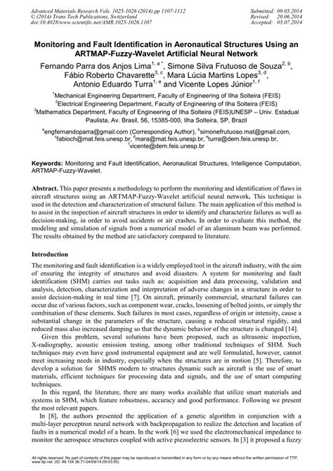pdf monitoring and fault identification in aeronautical structures