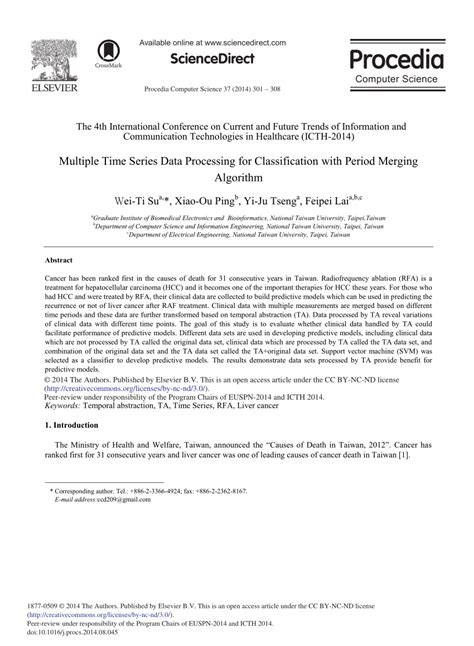 Pdf Multiple Time Series Data Processing For Classification With