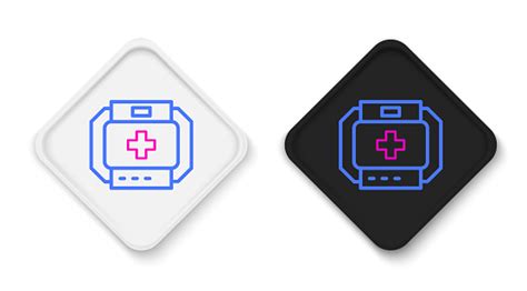 흰색 배경에 격리 된 라인 응급 처치 키트 아이콘 십자가가 있는 의료 상자 응급 의료 장비 헬스케어 개념 다채로운 개요 개념 벡터 0명에 대한 스톡 벡터 아트 및 기타