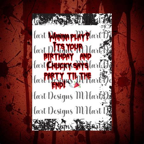 Printable Chucky Birthday Card Horror Movie Theme Pdf And  Digital