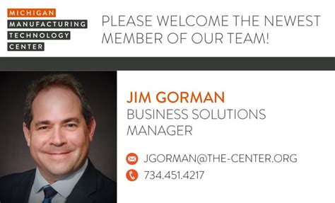 Michigan Manufacturing Technology Center On Linkedin Welcome Jim