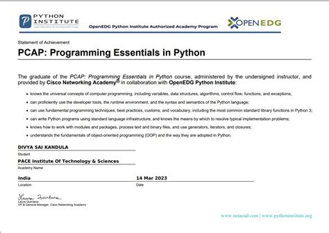Divya Sai Kandula On Linkedin Achievementunlocked Cisco Python Paceits