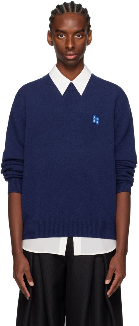 ader error navy patch sweater ader error