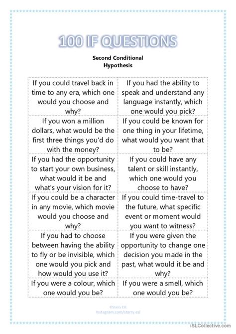 Conversation Questions Using Conditionals At Bethany Knibbs Blog