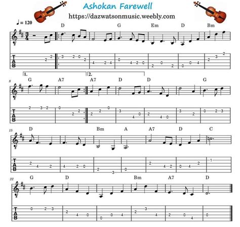 Ashokan Farewell Guitar Chords In D At James Vanhorn Blog