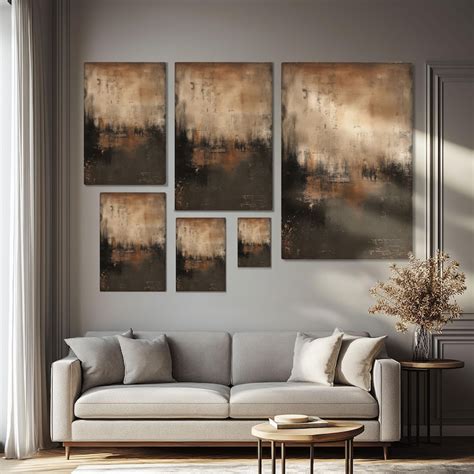Modern Earthy Abstract Wall Art In Rustic Browns Neutral Minimalist
