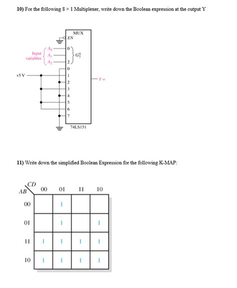 solved 10 for the following 8 x 1 multiplexer write down