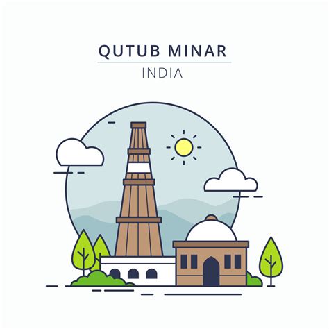 Qutub Minar Illustration 182640 Vector Art At Vecteezy