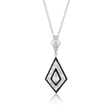Georgini Reflection Art Deco Silver Black Enamel Pendant P866
