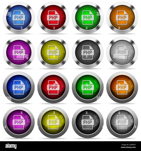 set of php file format glossy web buttons arranged layer structure