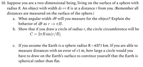 solved 10 suppose you are two dimensional being living on the