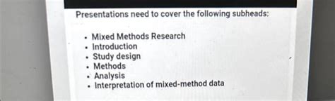 Solved Topic Mixed Method Research Mixed Methods Research