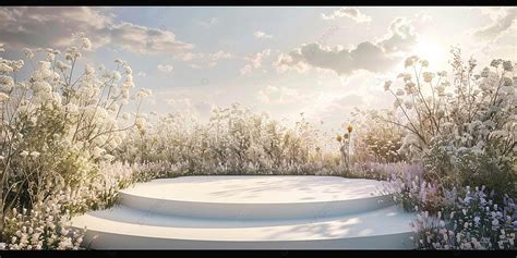 배경 미용 스킨케어 화장품 프리젠테이션 꽃 속의 유기농 천연 컨셉 제품에 정원 꽃밭 초원이 있는 빈 제품 디스플레이 연단 아름다움 피부 관리 화장품 배경 일러스트 및