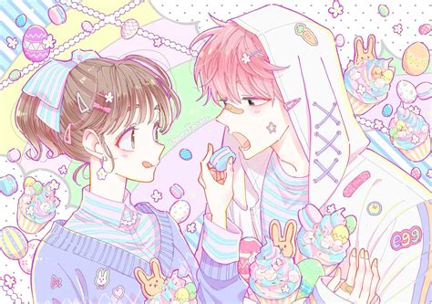 Anime Couple Phác Thảo Nghệ Thuật Cặp đôi Hoạt Hình
