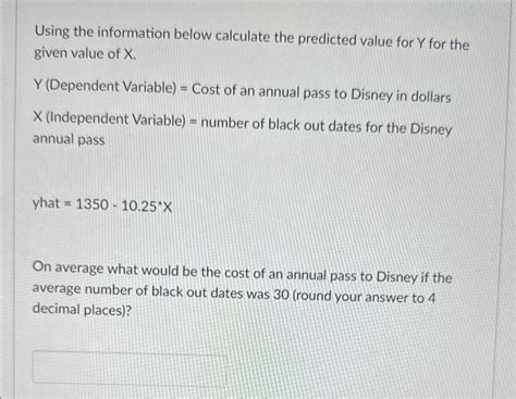 solved using the information below calculate the predicted