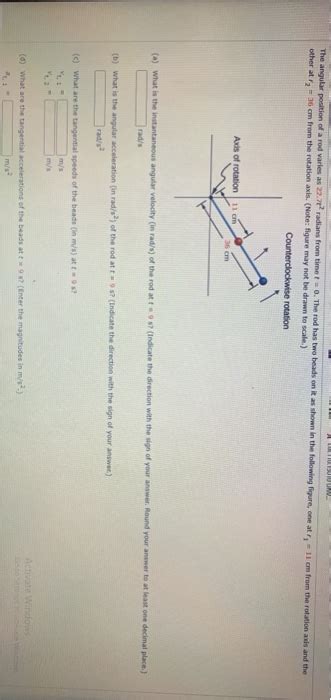 Solved The angular position of a rod varies as 22.7 radians | Chegg.com