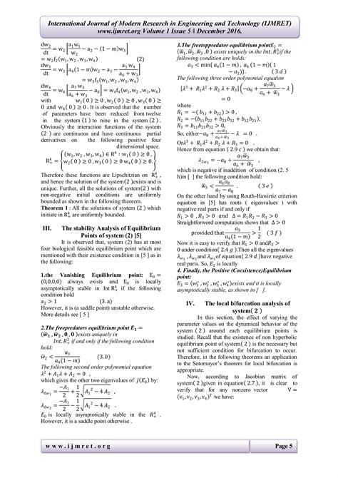 The Bifurcation Of Stage Structured Prey Predator Food Chain Model With Refuge Pdf Physics