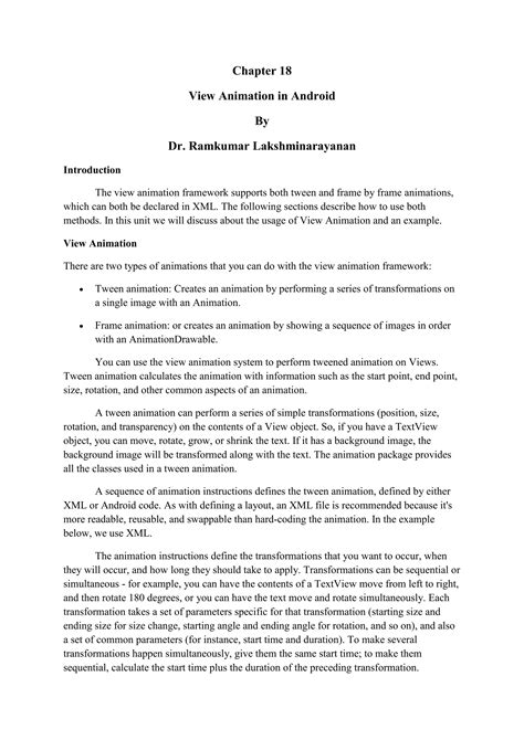 Android View Animation In Android Chapter18 Pdf