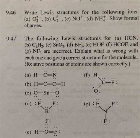 Solved Write Lewis Structures For The Following Ions A O