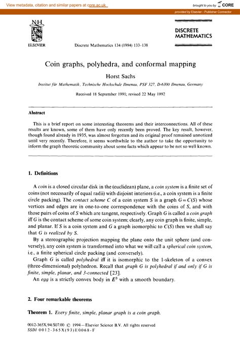 Coin Graphs Polyhedra And Conformal Mapping Docslib