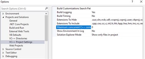 C How To Limit Visual Studios Multi Processor Compilation Stack Overflow