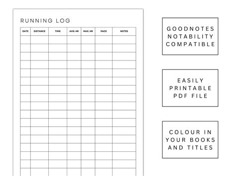 Minimalistic Running Log Printable Trackerdaily Monthly And Yearly