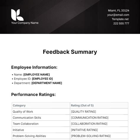 Free Feedback Summary Template To Edit Online