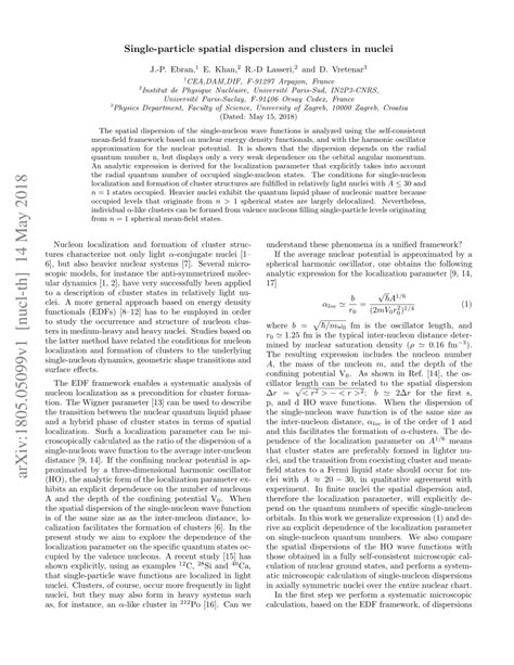 Pdf Single Particle Spatial Dispersion And Clusters In Nuclei