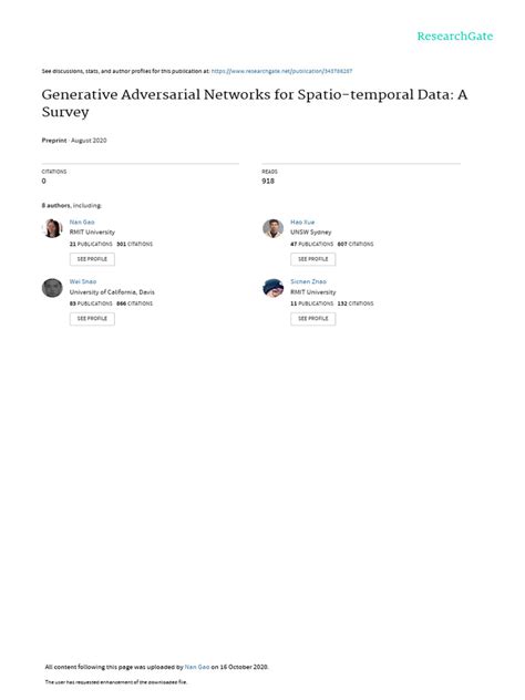 Generative Adversarial Networks For Spatio Tempora Pdf