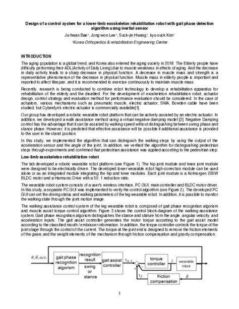 Pdf Design Of A Control System For A Lower Limb Exoskeleton Rehabilitation Robot With Gait
