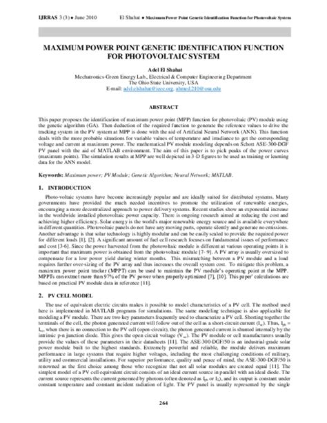 Pdf Maximum Power Point Genetic Identification Function For