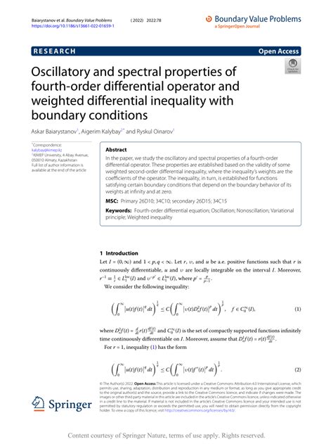 Pdf Oscillatory And Spectral Properties Of Fourth Order Differential