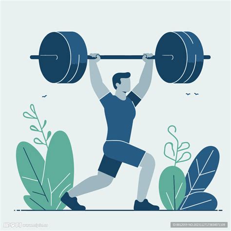 举重扁平插画设计图 卡通设计 广告设计 设计图库 昵图网