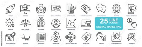 Digital Marketing Thin Line Icons Editable Stroke For Website Marketing Design Logo App