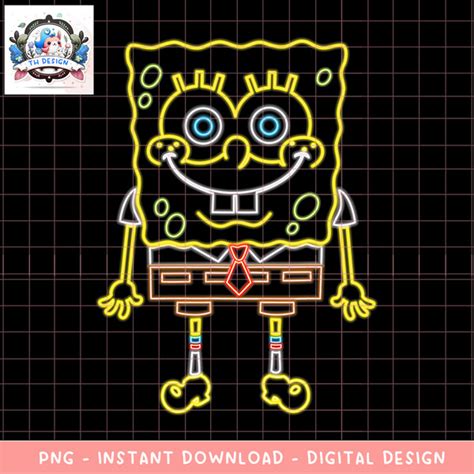 Neon Spongebob Squarepants Png Digital Download Instant Inspire Uplift