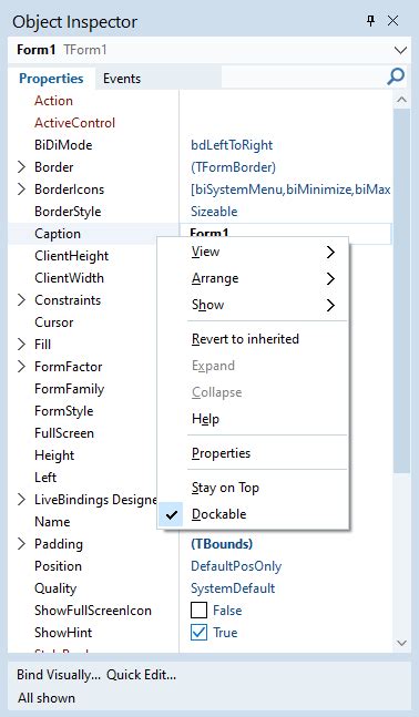 Object Inspector IDE Tutorial RAD Studio