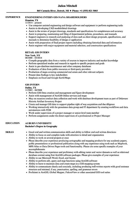 Gis Engineer Resume Sample Gis Intern Resume Samples Velvet Jobs