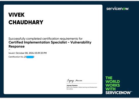 Vivek Chaudhary On Linkedin Achieved Another Milestone As Servicenow Cis In Vulnerability Response…