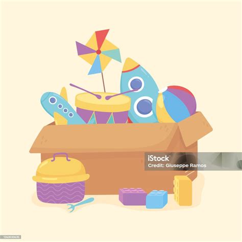 로켓 비행기 공 블록 작은 아이 골판지 상자에 만화를 재생하는 장난감 개체 0명에 대한 스톡 벡터 아트 및 기타 이미지 0명 공 스포츠 장비 귀여운 Istock