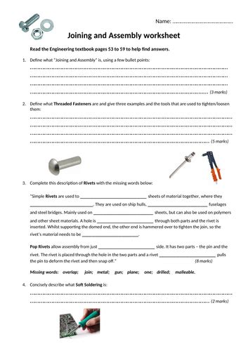 Engineering Gcse Aqa Joining And Assembly Teaching Resources