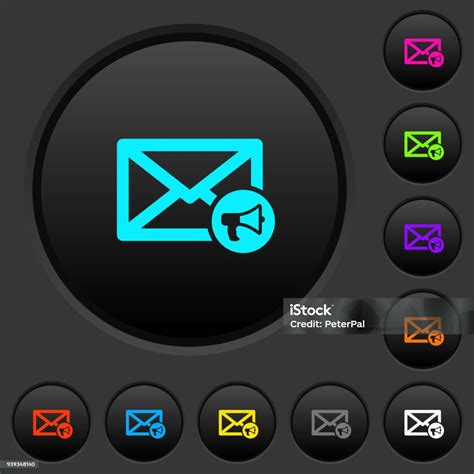 컬러 아이콘으로 어두운 푸시 버튼을 큰소리로 읽기 메일 곡선에 대한 스톡 벡터 아트 및 기타 이미지 곡선 그래픽 사용자 인터페이스 메시지 Istock