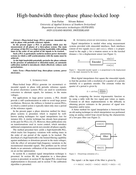 Pdf High Bandwidth Three Phase Phase Locked Loop