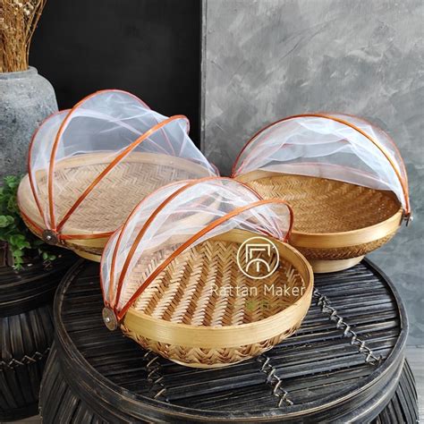[circle And White Net] Bamboo Food Cover Dulang Net Tampi Tableware