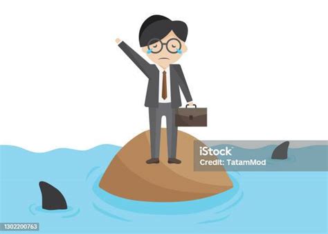 벡터 비즈니스 맨 실패 및 실패 그는 울고 섬에 혼자 서있다 감정에 대한 스톡 벡터 아트 및 기타 이미지 감정 개념 개념과 주제 Istock