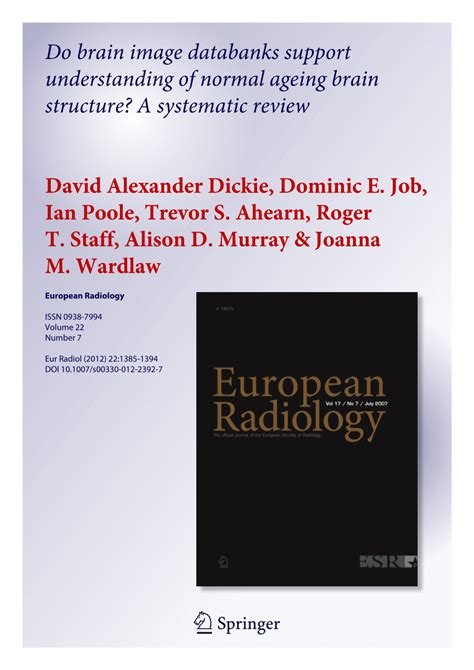 PDF Do Brain Image Databanks Support Understanding Of Normal Ageing Brain Structure A