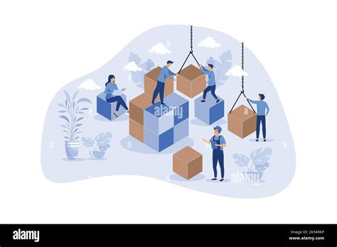 Solving Problem And Difficult Work Teamwork Assemble Tiny Persons Concept Effective Business