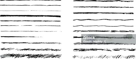 예술적 연필 브러쉬 세트 손으로 그려 그런 지 선 벡터 일러스트 레이 션 개체 그룹에 대한 스톡 벡터 아트 및 기타 이미지 개체 그룹 검은색 그리기 Istock