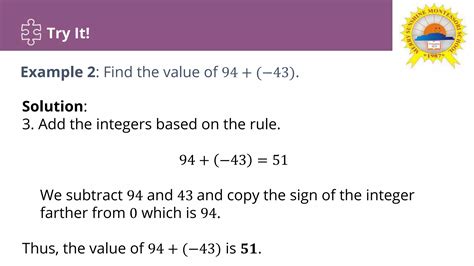 Addition Of Integers Grade 6 Pptx