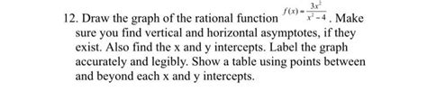 Solved 12 Draw The Graph Of The Rational Function
